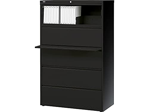 STAPLES 21754D Hl8000 Commercial 5-Drawer Lateral File Cabinet, Locking, Letter/Legal, Black, 36-W