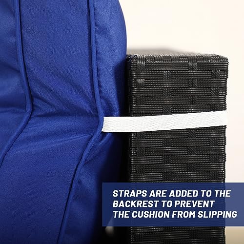PAOLFOX 5 Piece Modern Patio Conversation Sets, Wicker Patio Furniture, Black/Blue