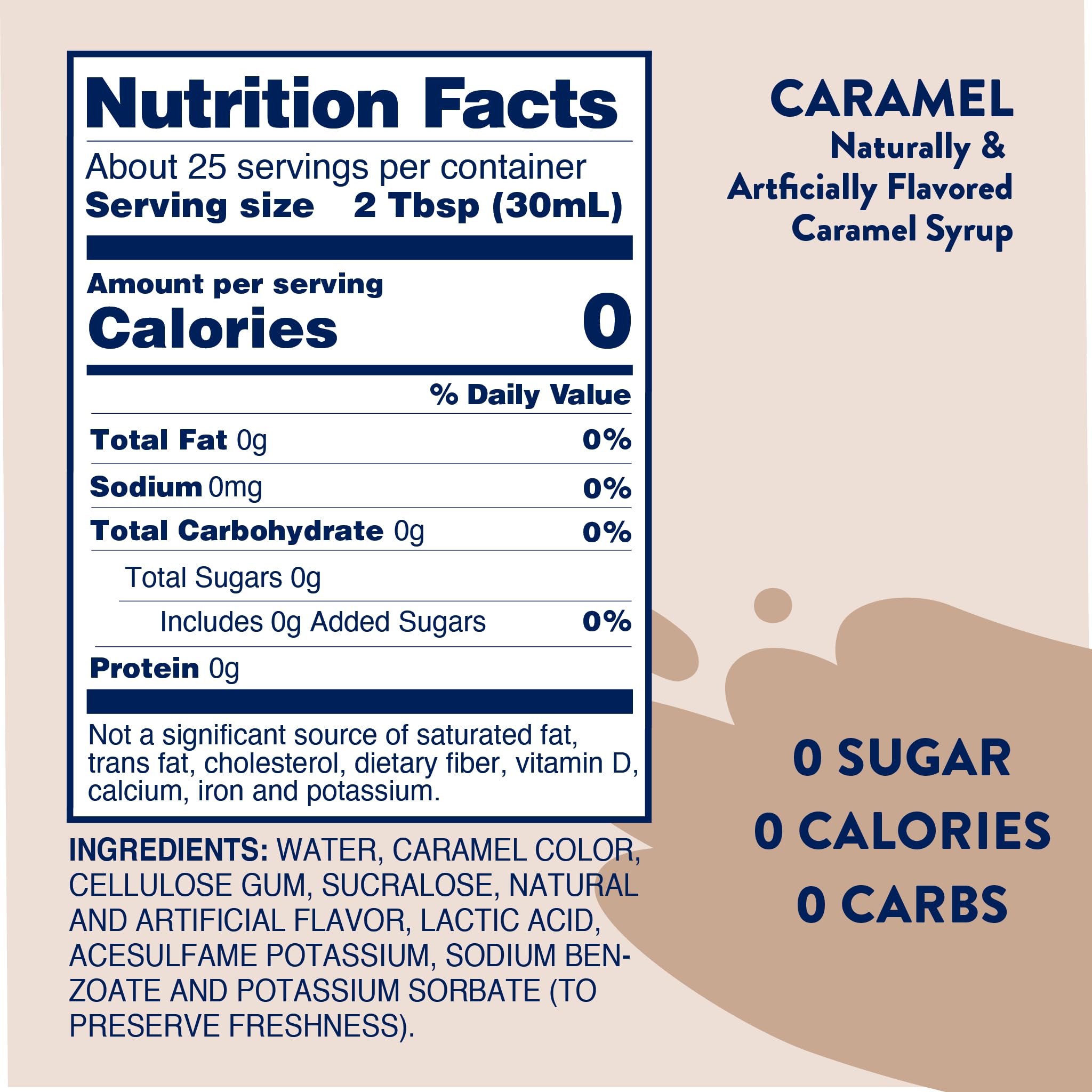 Jordan's Skinny Syrups Salted Caramel, Sugar Free Flavoring Syrup, 25.4 Ounce Bottle (Pack of 2)