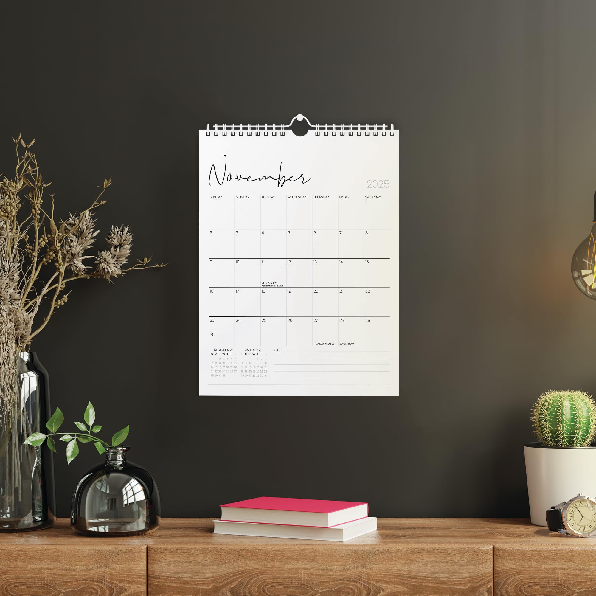Karto Wall Calendar 2024-2025 - Vertical 8.5x11 inch Runs Until December 2025 - Boost Your Productivity and Easy Planning with the Aesthetic Monthly Calendar - Cursive