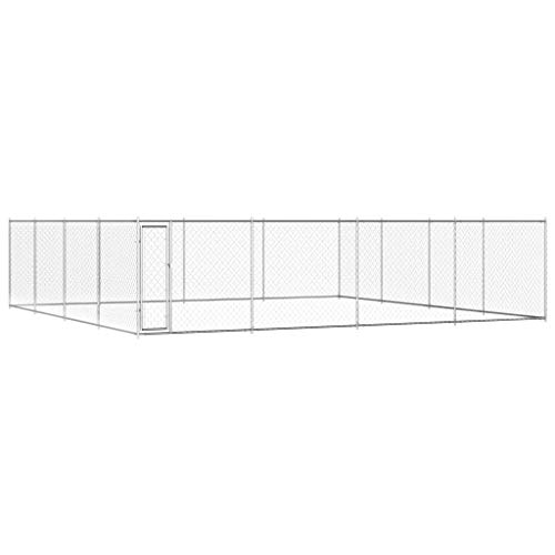 vidaXL Outdoor Dog Kennel Galvanised Steel 299.2"x299.2"x76.8"