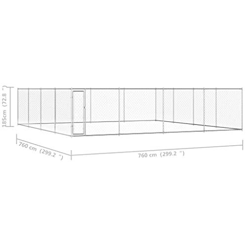 vidaXL Outdoor Dog Kennel Galvanised Steel 299.2"x299.2"x76.8"