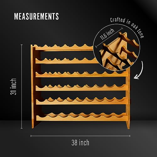 Uva Nova Large Wine Rack | Wine Rack Wood | Wine Cellar Racks | 53 Bottle Wine Bottle Storage | Pine Wood Magnum Bottle Wine Rack Fits 8 Magnum Bottles