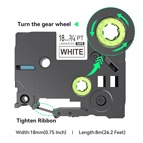 4 X Black Tape Compatible with Brother Label Maker Tape TZe-241 18mm 0.7 Laminated White, Replacemen for P Touch TZe Tape for PTD410 PT-D400 PT-D610BT PTD600
