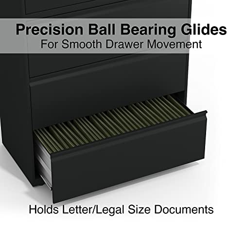 STAPLES 21754D Hl8000 Commercial 5-Drawer Lateral File Cabinet, Locking, Letter/Legal, Black, 36-W