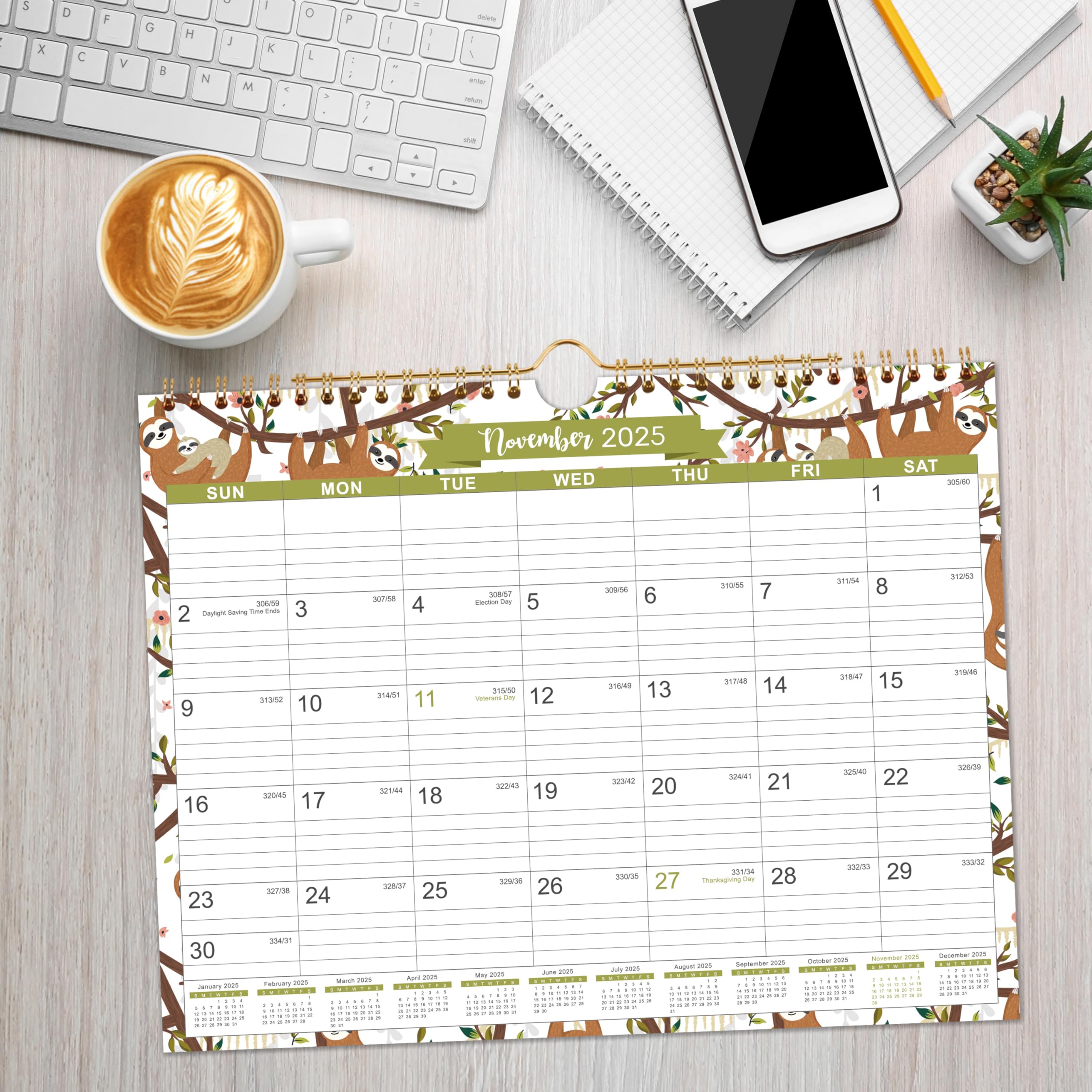 2025-2026 Wall Calendar - 18 Months Wall Calendar 2025-2026 from Jul. 2025 - Dec. 2026, 11" x 8.5", Twin-wire Binding, Ruled Blocks with Julian Dates