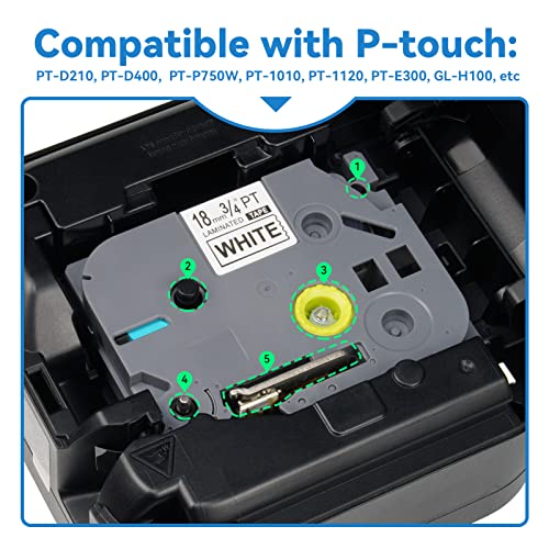 4 X Black Tape Compatible with Brother Label Maker Tape TZe-241 18mm 0.7 Laminated White, Replacemen for P Touch TZe Tape for PTD410 PT-D400 PT-D610BT PTD600