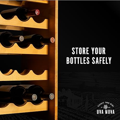 Uva Nova Large Wine Rack | Wine Rack Wood | Wine Cellar Racks | 53 Bottle Wine Bottle Storage | Pine Wood Magnum Bottle Wine Rack Fits 8 Magnum Bottles