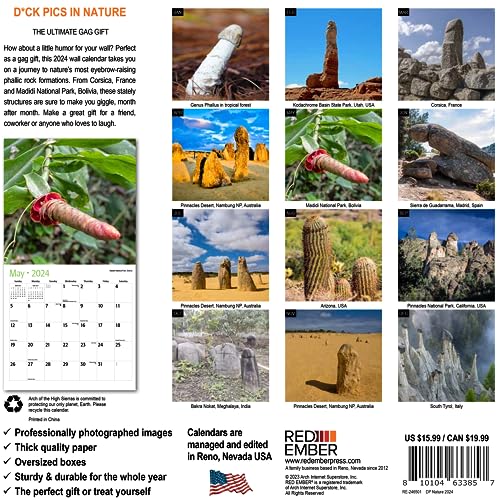 RED EMBER D'ck Pics in Nature 2024 Wall Calendar 12 Month | 12" x 24" Open | Thick & Sturdy Paper | Giftable | Calendar 2024