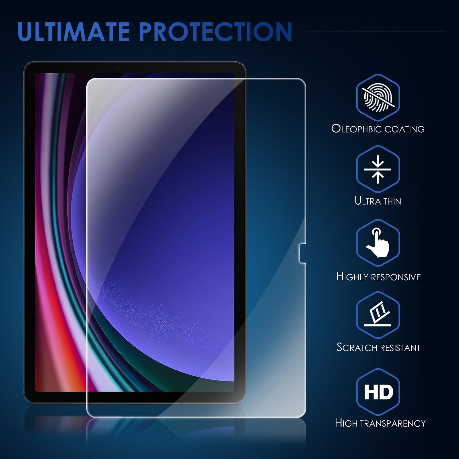 DETUOSI 【2-PACK】 Screen Protector for Samsung Galaxy Tab S10+ Plus/ S9 Plus/ S9 FE Plus/ S8 Plus/ S7 FE/ S7 Plus 12.4" Android Tablet Tempered Glass Film for SM-X810/ X818/ X610/ X800/ T738/ T970