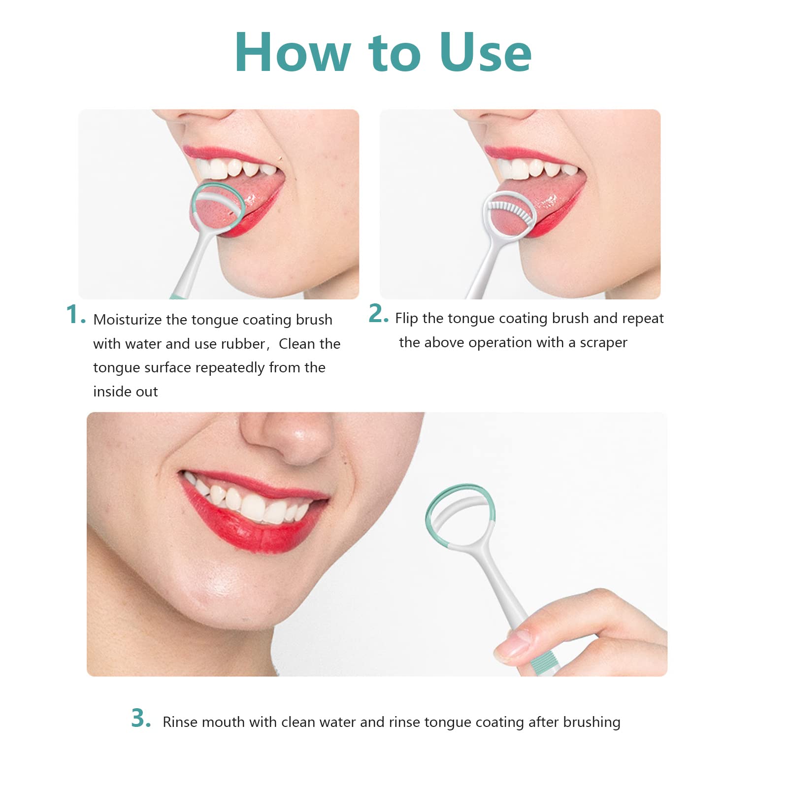 Tongue Brush,DFsucces Tongue Scraper,Tongue Scraper Cleaner for Adults Kids, Healthy Oral Care, Easy to Use, Eliminate Bad Breath (3 Pack)