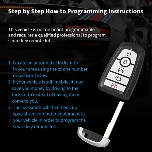 Tyranway Key for Fits for Ford Edge/Fusion 2017-2020/Explore/Mustang 2018-2020/Mustang Cobra 2019-2020 Keyless Entry Remote Replaces FCC ID: M3N-A2C93142600