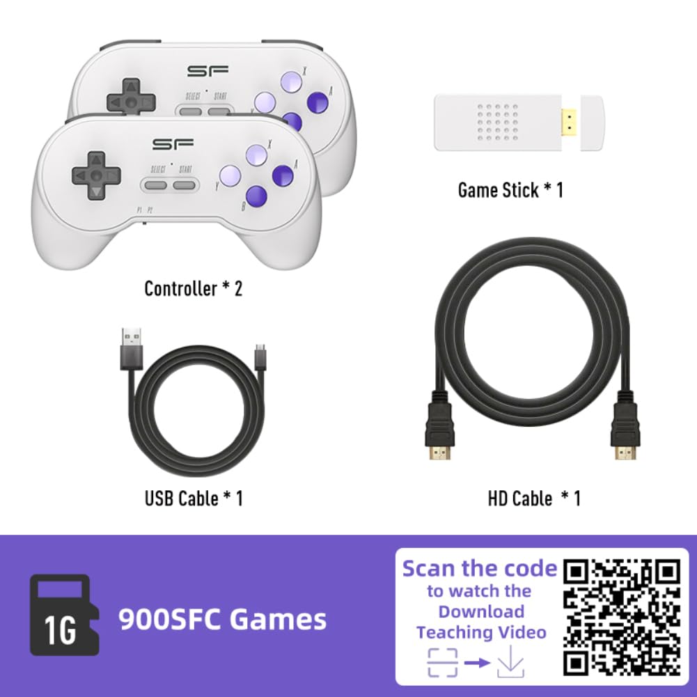Retro Game Console, 16 Bit Retro Games Console, Emulator Console Built in 900+ Games, Plug and Play Games Console for SFC, Ideal Gifts for Kids Adults