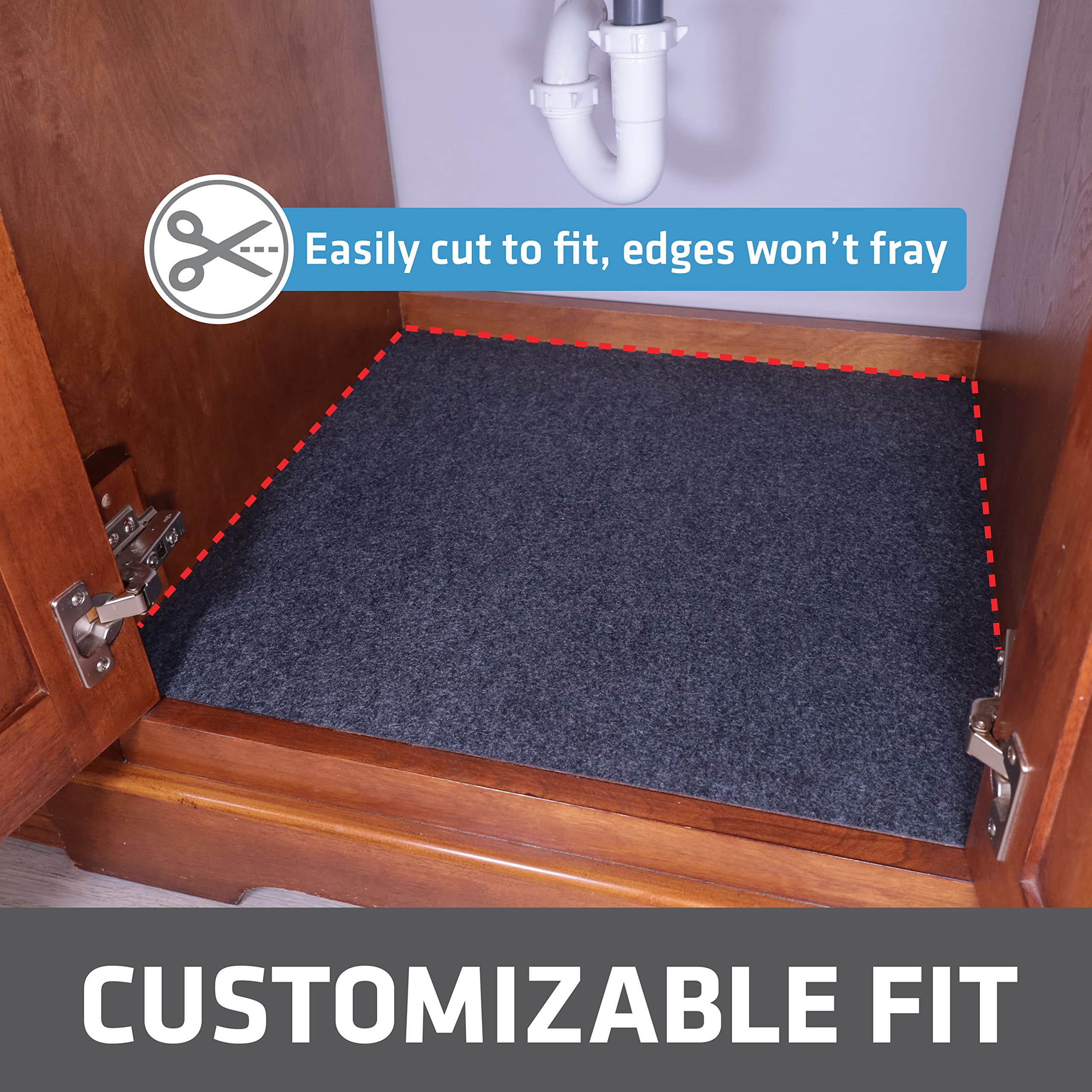 Drymate Under Sink Mat, Waterproof Cabinet Protection Mats for Kitchen & Bathroom, Absorbent Shelf Liners, Slip-Resistant, Non-Adhesive, Machine Washable, Durable (USA Made)(24βx29β)(Charcoal)