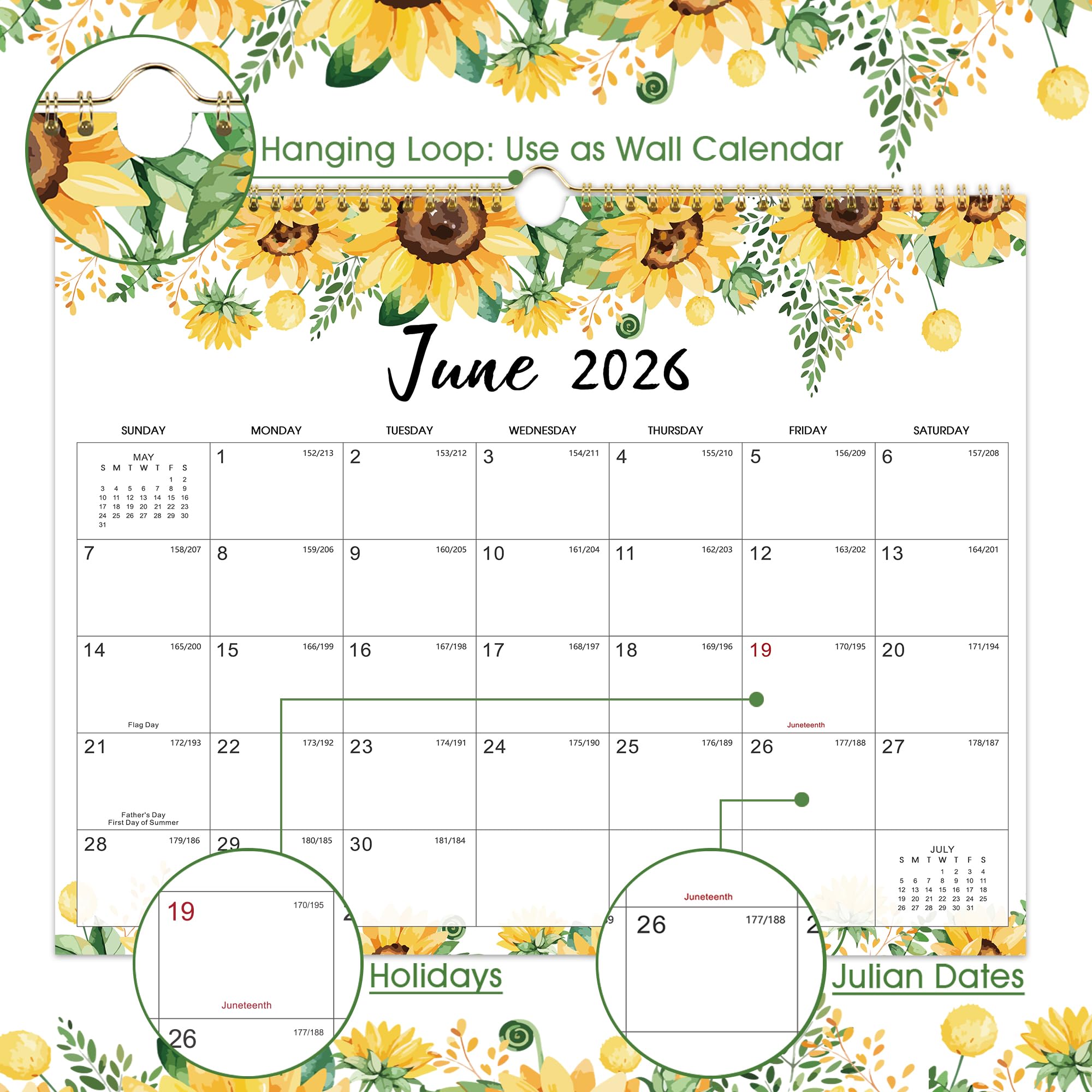 2025-2026 Calendar - JUL 2025 - DEC 2026, 14.6'' x 11.4'', Wall Calendar 2025-2026, Twin-Wire Binding, 18 Months Calendar 2025-2026, Premium Paper