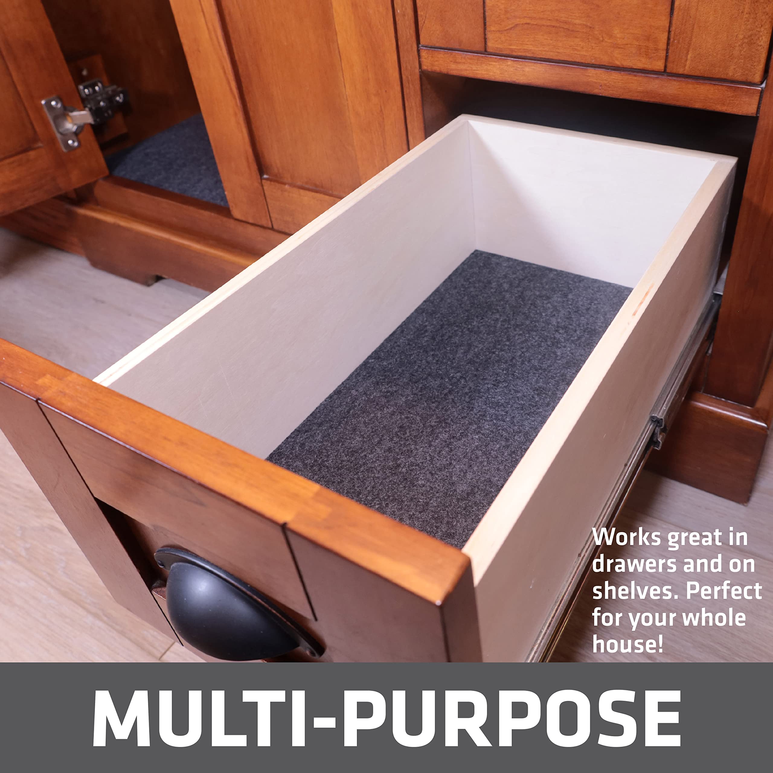Drymate Under Sink Mat, Waterproof Cabinet Protection Mats for Kitchen & Bathroom, Absorbent Shelf Liners, Slip-Resistant, Non-Adhesive, Machine Washable, Durable (USA Made)(24βx29β)(Charcoal)