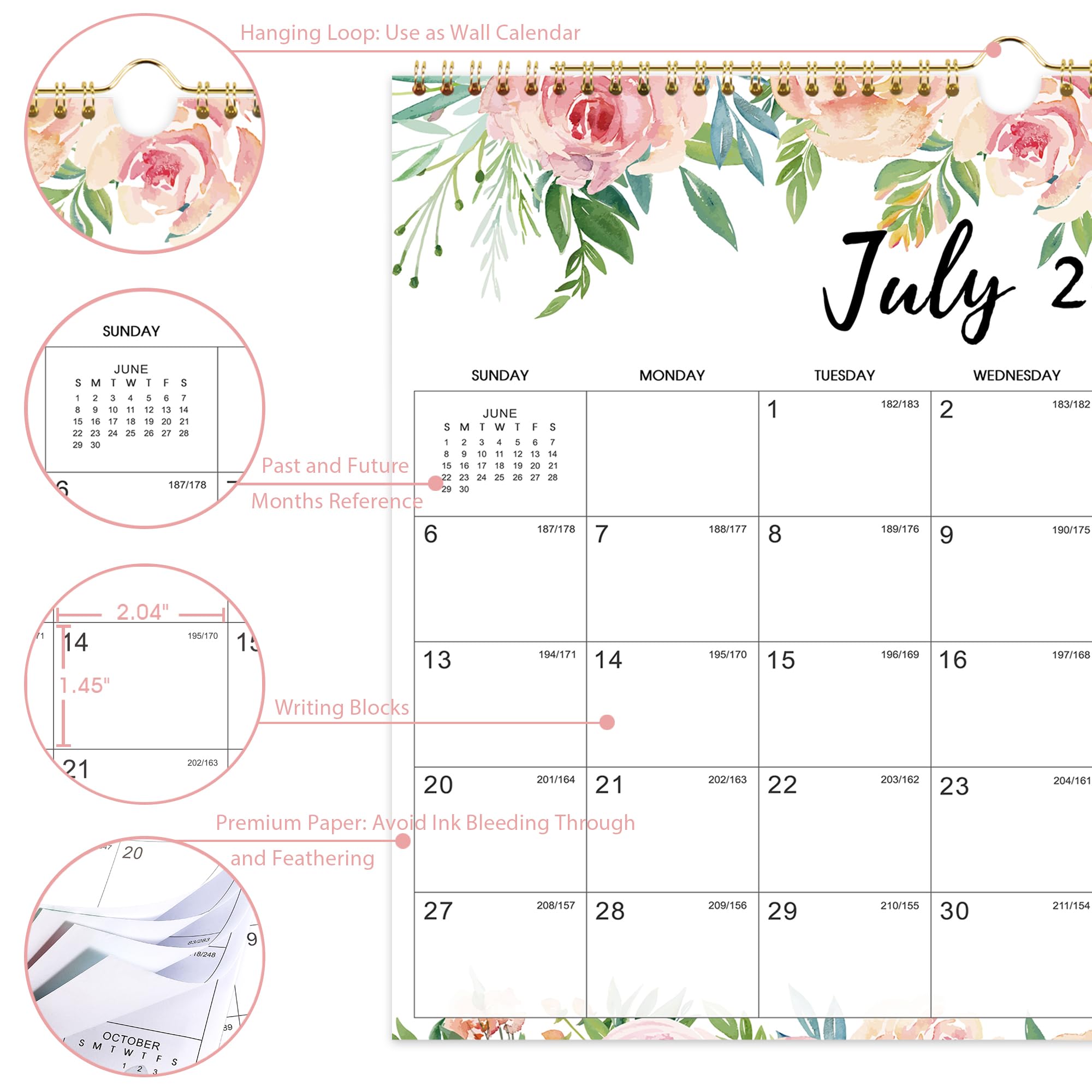 2025-2026 Calendar - JUL 2025 - DEC 2026, 14.6'' x 11.4'', Wall Calendar 2025-2026, Twin-Wire Binding, 18 Months Calendar 2025-2026, Premium Paper