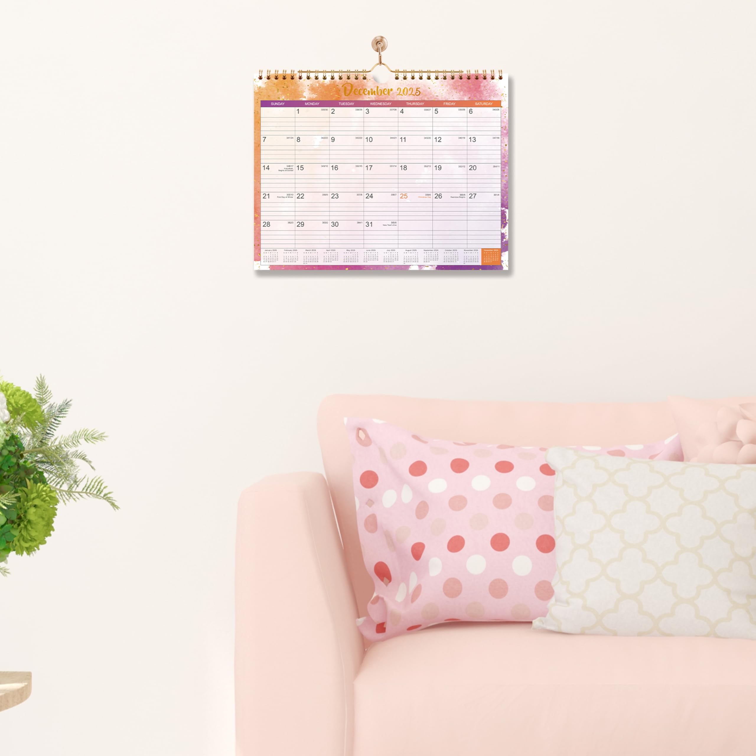 2025 Calendar - Wall Calendar 2025, Jan. 2025 to Dec. 2025, 11" x 8.5", 12 Monthly Wall Calendar 2025 with Julian Date - Waterink