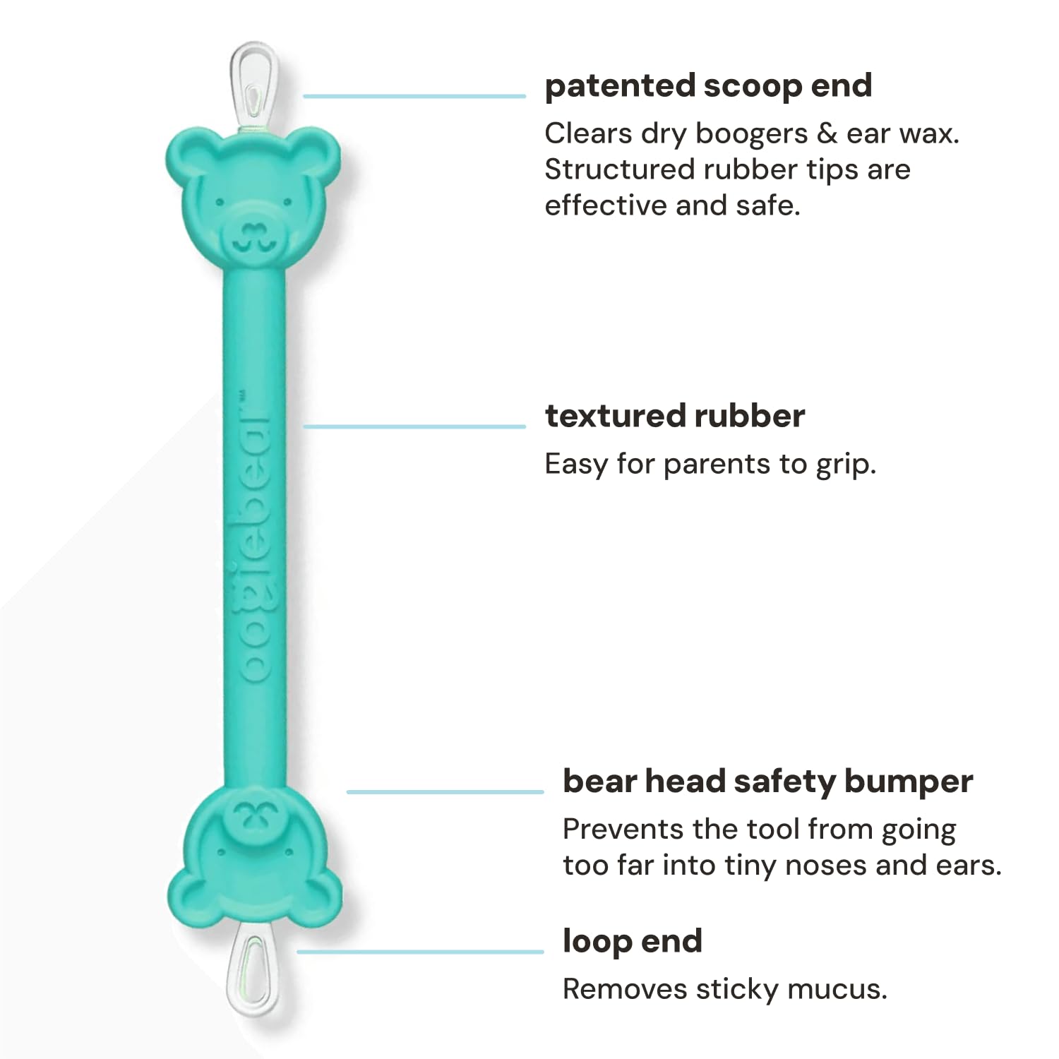 oogiebear - Nose and Ear Gadget. Safe, Easy Nasal Booger and Ear Cleaner for Newborns and Infants. Dual Earwax and Snot Remover - 2 Pack with Case - Orange and Seafoam