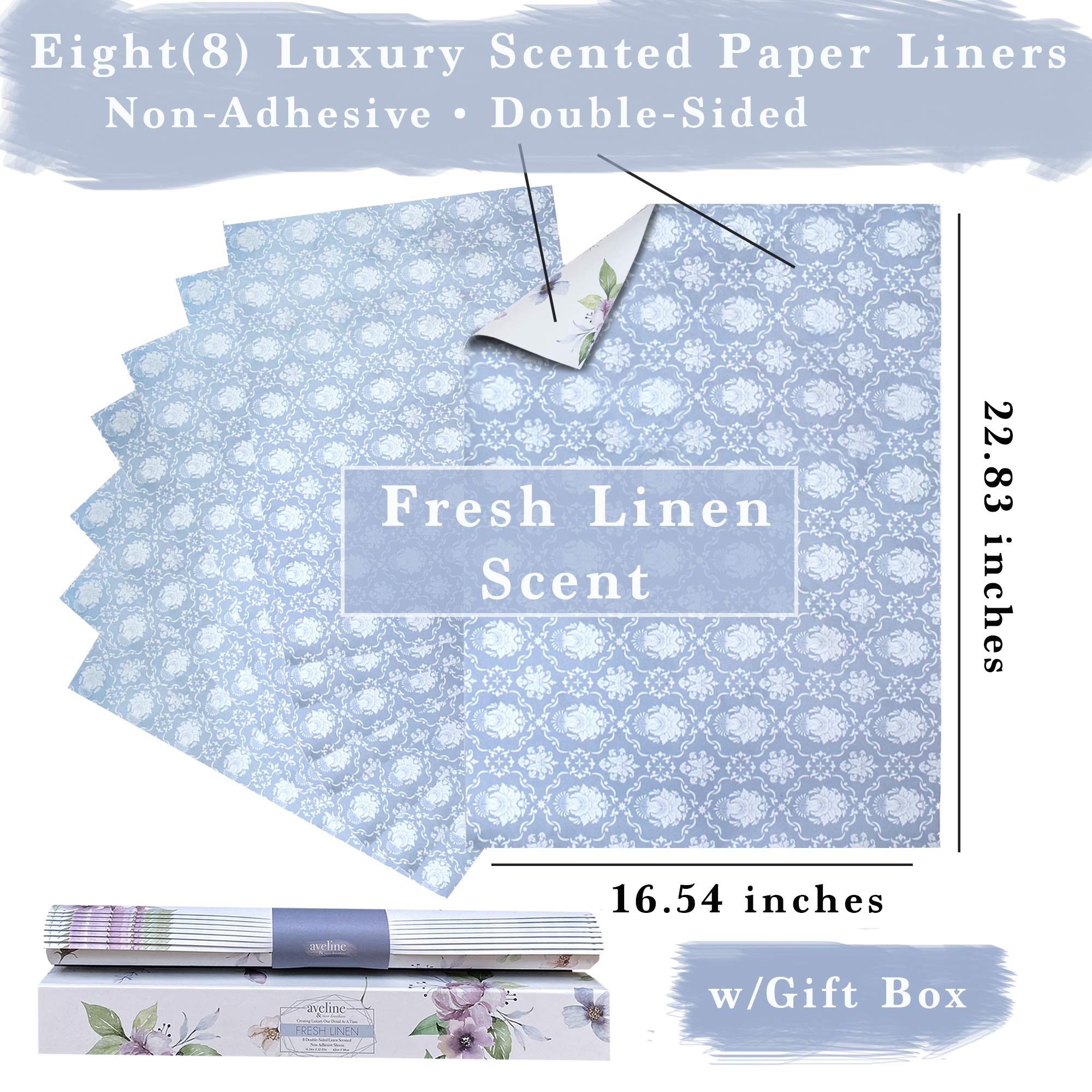 Lavender Scented Drawer Liners for Dresser 8 Sheets, Cabinet Liners for Shelves, Double-Sided Pattern Shelf Paper, Non Adhesive Shelf Liners for Bathroom, & Closets 16.5" X 22.8"