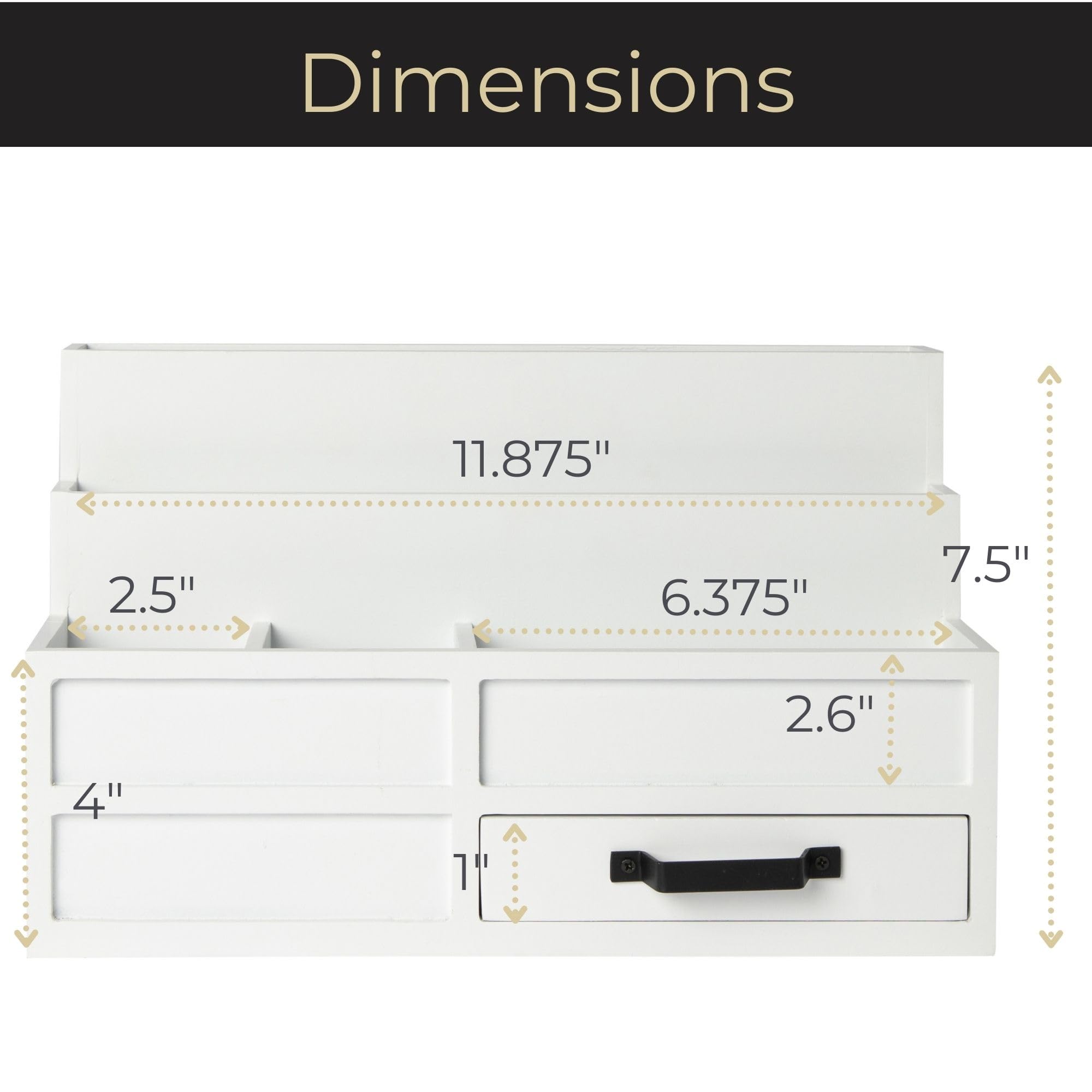 Blu Monaco White Desktop Organizer with Drawer & Pen Holder - Desk Organizers and Storage - Paper Organizer - Wood Bill Organizer for Desk - Mail Holder for Office Desk Organization Art Supply Storage