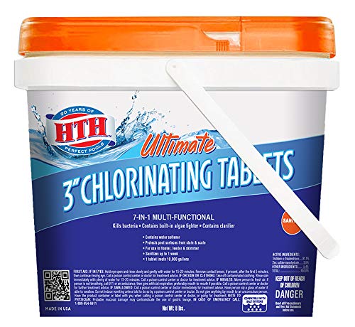 HTH 42044 Ultimate 3-inch Chlorinating Tablets Swimming Pool Chlorine, 8 lbs