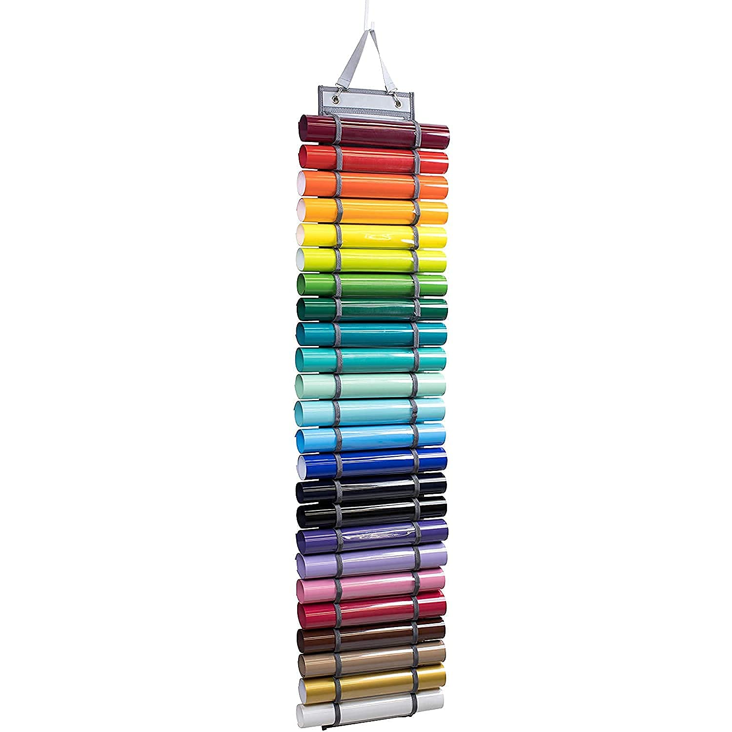 lixinhu Vinyl Roll Holder, 24 Compartments Craft Rack Roll Holder Wall Mount/Over Door Roll Storage Rack,Craft Organizer Vinyl Storage Rack | Hanging Organizer Storage
