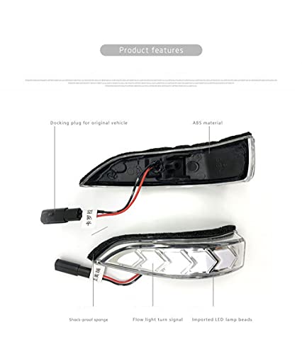 Auto-Tech 1 Pair Side Rearview Mirror Running Water Turn Signal Lamp Compatible For Toyota Verso 2016-2018 (Blue Light)