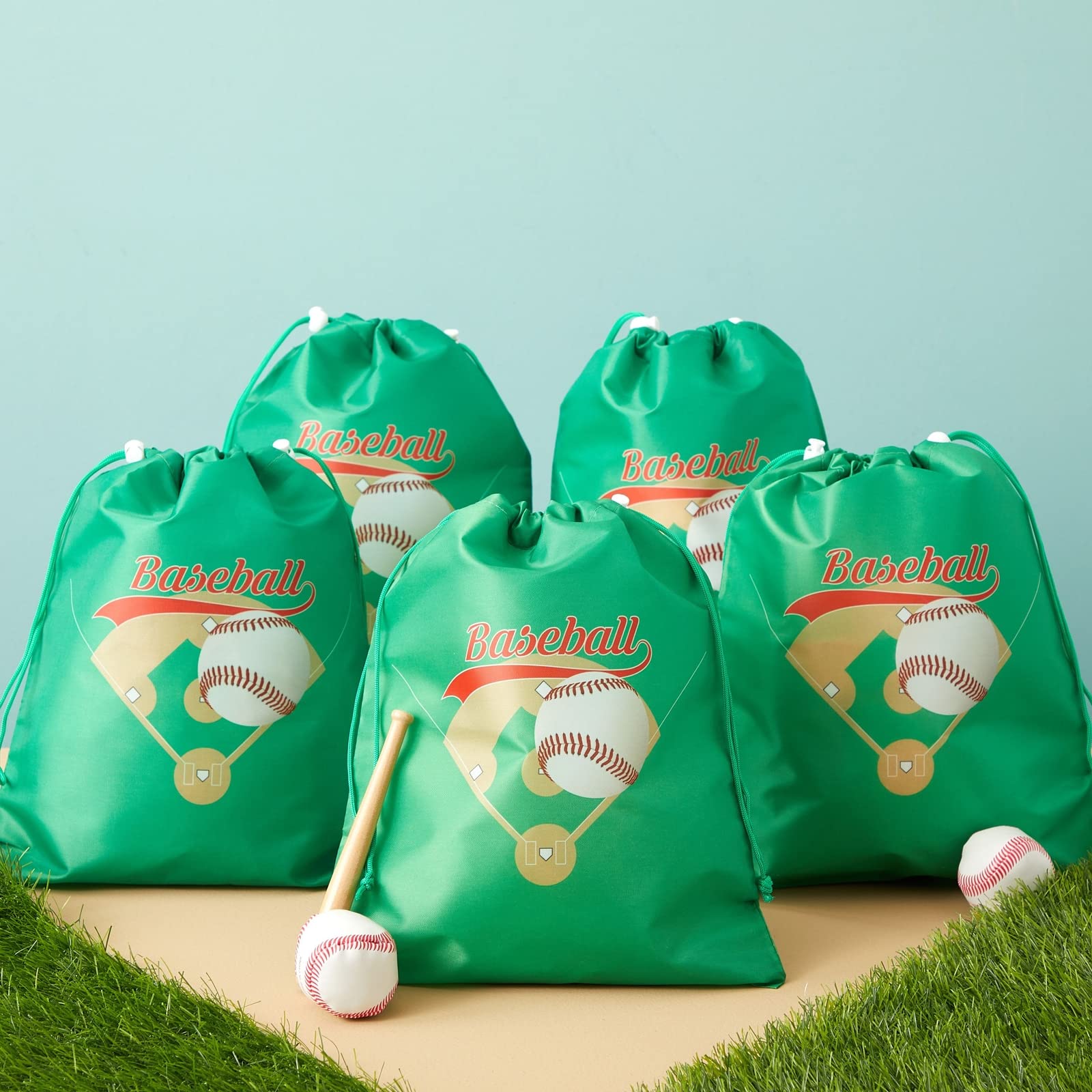 BLUE PANDA Soccer Party Drawstring Favor Bags (12 x 10 in, 12 Pack)