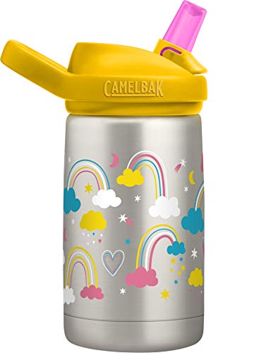 CamelBak Eddy+ Kids 12 oz Bottle, Insulated Stainless Steel with Straw Cap - Leak Proof When Closed, Rainbow Love