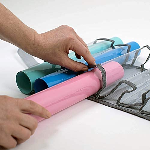 lixinhu Vinyl Roll Holder, 24 Compartments Craft Rack Roll Holder Wall Mount/Over Door Roll Storage Rack,Craft Organizer Vinyl Storage Rack | Hanging Organizer Storage