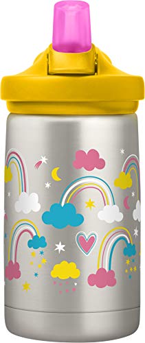 CamelBak Eddy+ Kids 12 oz Bottle, Insulated Stainless Steel with Straw Cap - Leak Proof When Closed, Rainbow Love