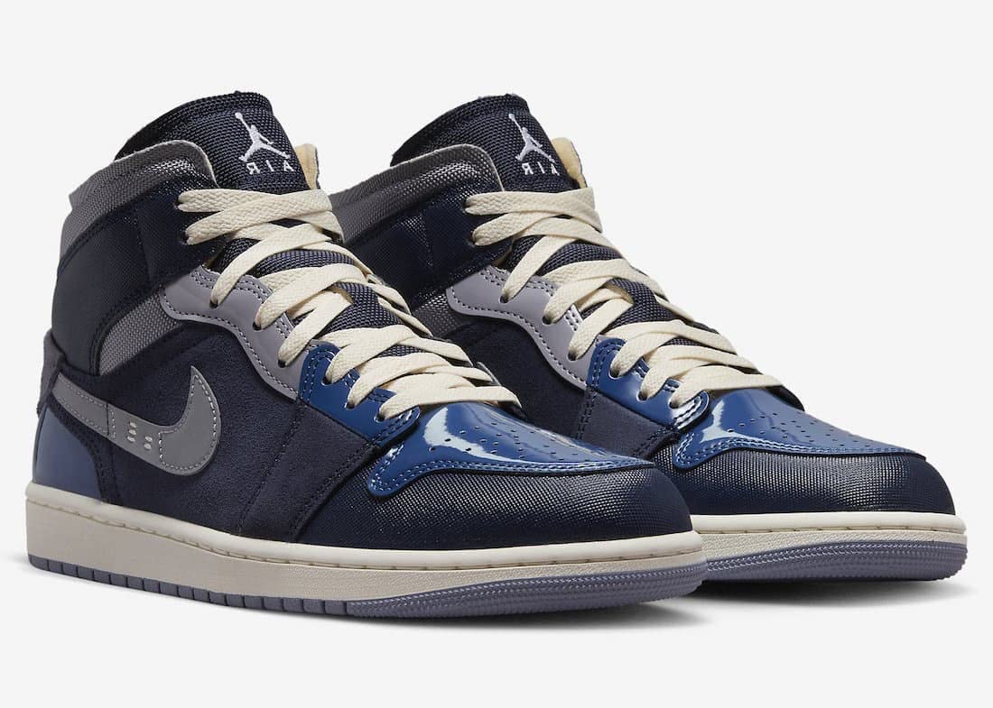 Jordan mens 1 Mid Se Craft Shoes, Obsidian/White-french Blue, 9.5
