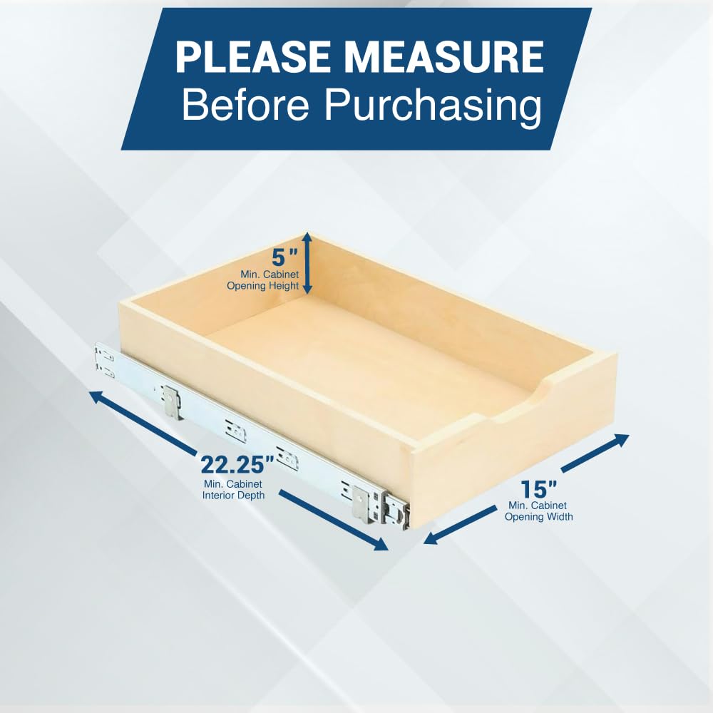 Knape & Vogt RS-WMUB-14-4-AS 5 in. H x 14.88 in. W 22 in. D Soft-Close Wood Drawer Box Pull Out Cabinet Organizer