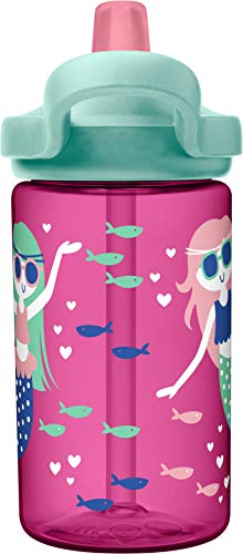 CamelBak eddy+ 14 oz Kids Water Bottle with Tritan Renew – Straw Top, Leak-Proof When Closed, Mermaids & Narwhals