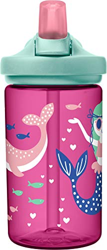 CamelBak eddy+ 14 oz Kids Water Bottle with Tritan Renew – Straw Top, Leak-Proof When Closed, Mermaids & Narwhals