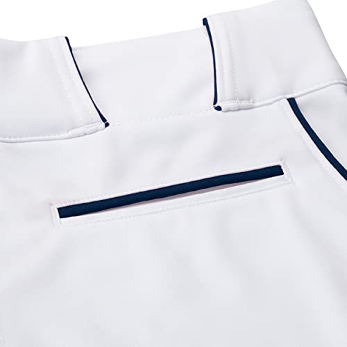 CHAMPRO Youth Triple Crown OB2 Open-Bottom Loose Fit Baseball Pants with Adjustable Inseam and Reinforced Sliding Areas , white,navy, Medium