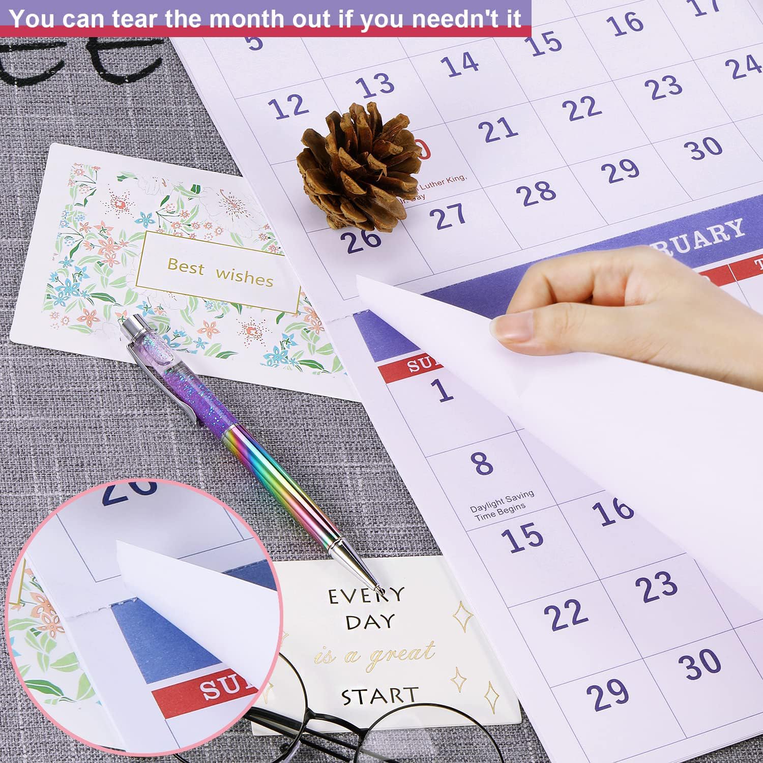 2025-2026 Wall Calendar - 3 Month Wall Calendar Display (Folded in a Month), May 2025 - June 2026, 11.25" x 26", 3 Month Calendar 2025-2026 - Purple