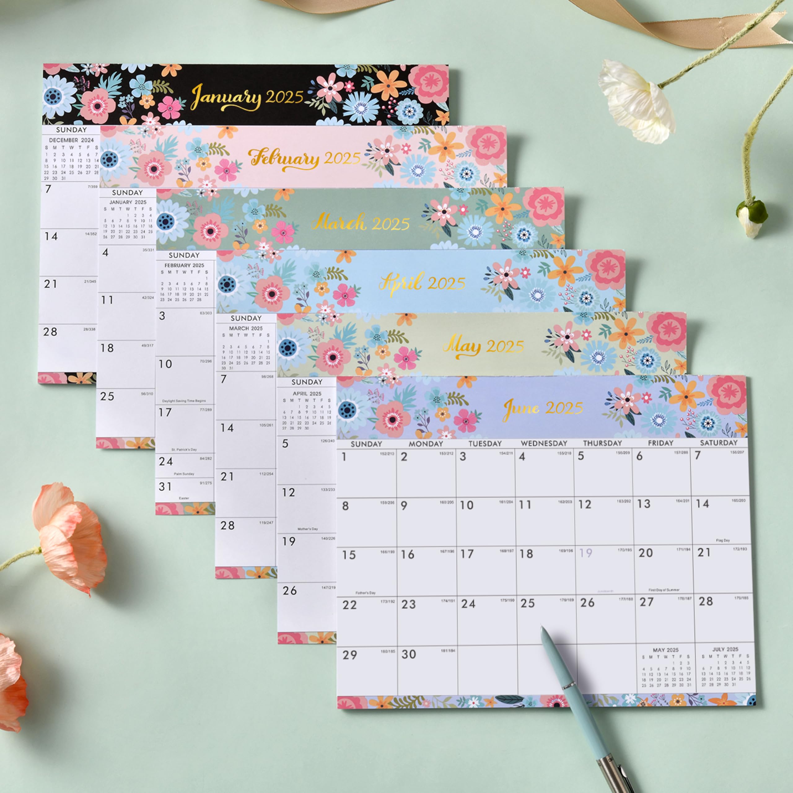 2025 Calendar - Magnetic Calendar for Refrigerator, Magnetic Calendar 2025, Jan.2025 - Dec.2025, 2025 Calendar, 8" × 10", Magnetic Calendar, Julian Dates,Tear-off Pad