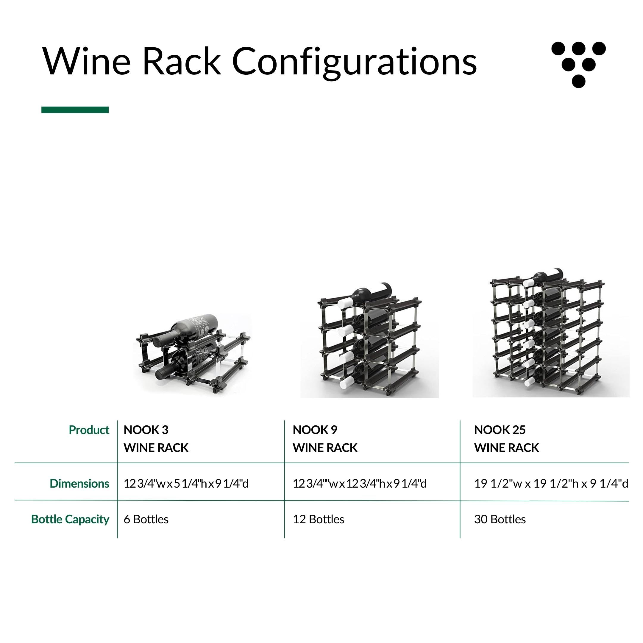 Nook 6 Bottle Modular Wine Rack - Easy 2 Step Assembly