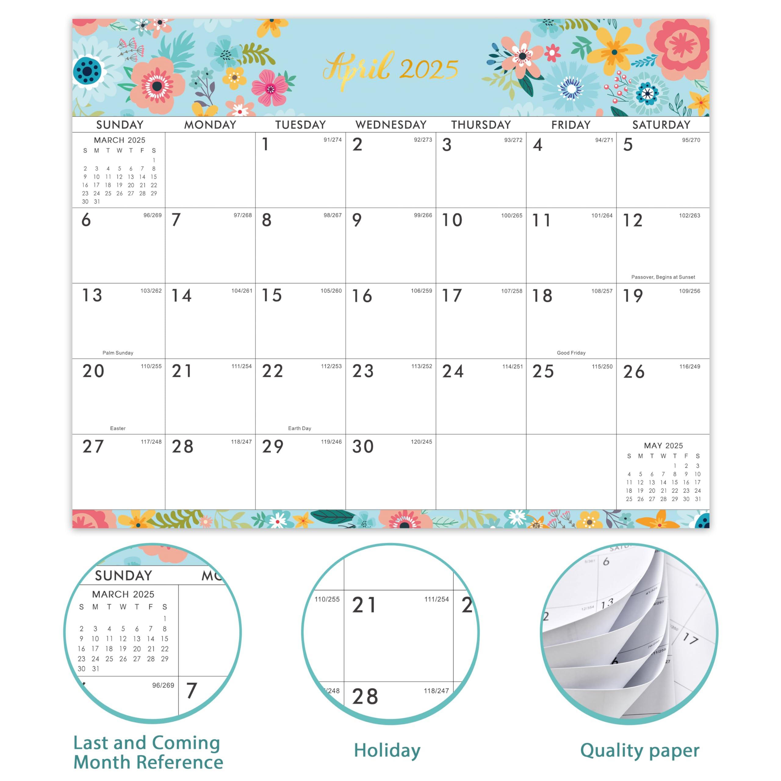 2025 Calendar - Magnetic Calendar for Refrigerator, Magnetic Calendar 2025, Jan.2025 - Dec.2025, 2025 Calendar, 8" × 10", Magnetic Calendar, Julian Dates,Tear-off Pad