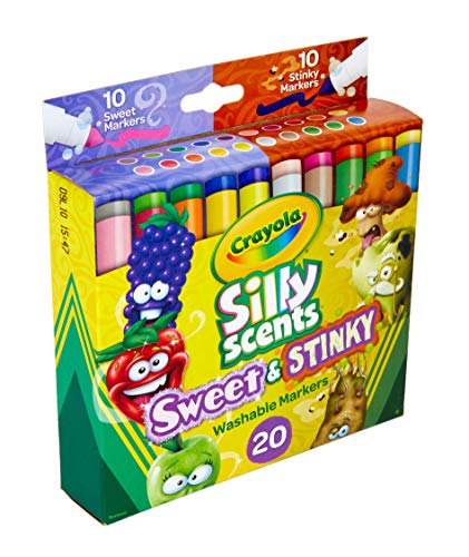 Crayola Silly Scents Sweet & Stinky Scented Markers, 20Count, Washable Markers, Gift for Kids, Age 3, 4, 5, 6