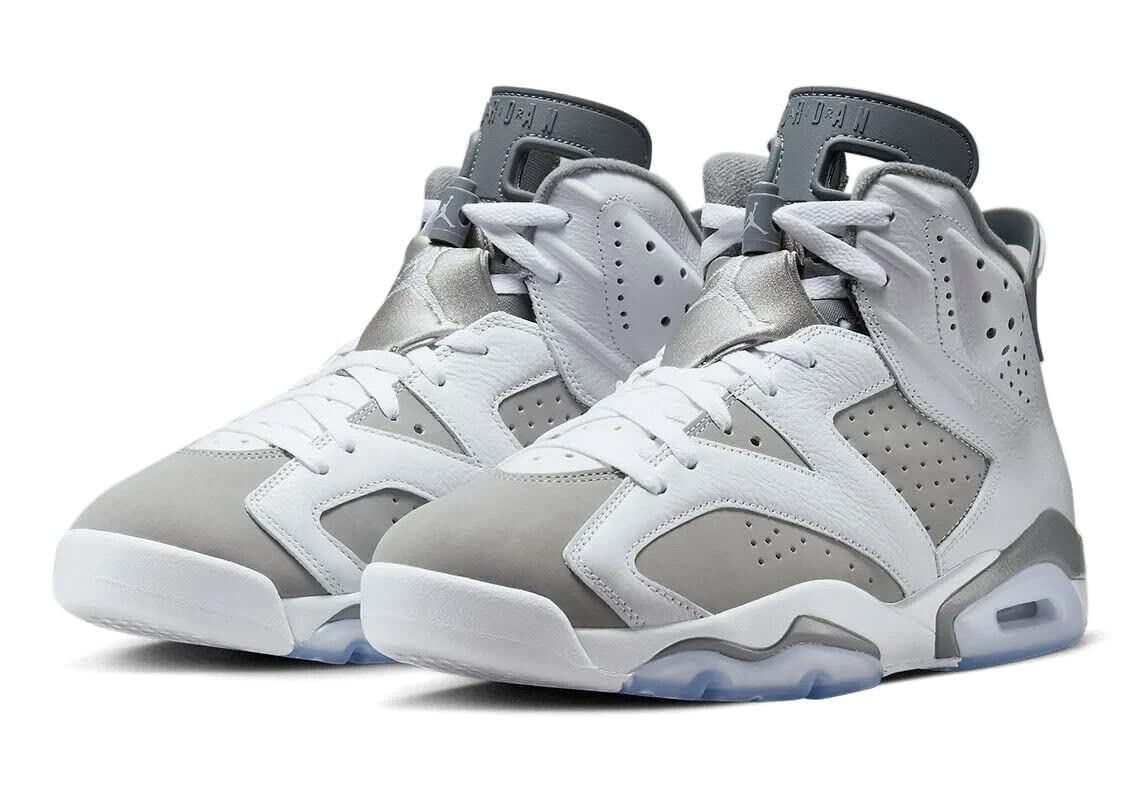 NIKE Air Jordan 6 Retro Men's Shoes Size-9 White/Medium Grey-cool Grey