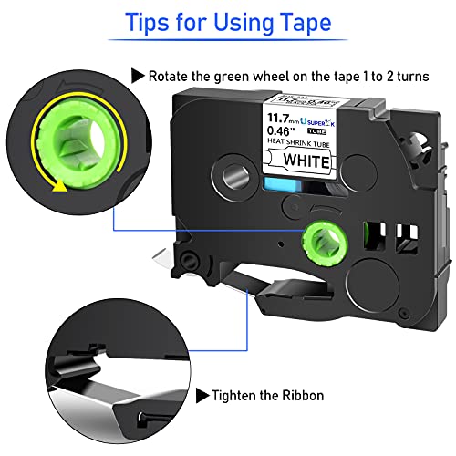 USUPERINK 5 Pack Compatible for Brother HSe-231 HSe231 HS-231 HS231 Black on White Heat Shrink Tube Label Tape (0.46''x 4.92ft,11.7mm x 1.5m)