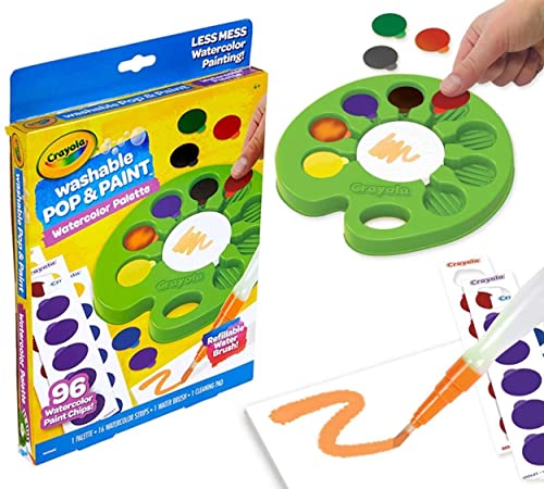 Crayola Watercolor Paint Set, Pop & Paint Palette, Washable Kids Paints, Gift