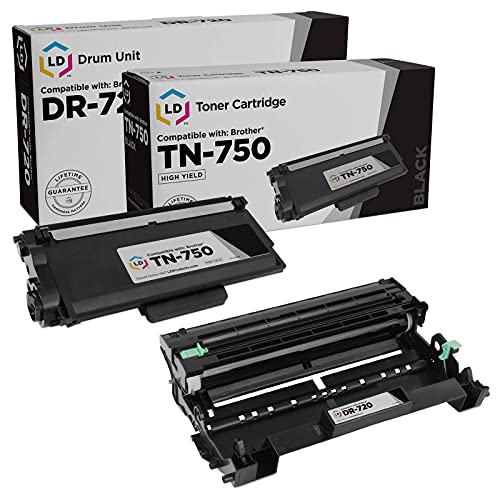 LD Products Compatible Toner Cartridge & Drum Unit Replacements for Brother TN750 High Yield & DR720 (1 Toner, 1 Drum, 2-Pack)