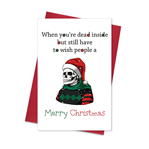 Funny Christmas Card with Envelopes, Sarcastic Christmas Gifts for Men Women, Unique Christmas Gift ideas for Coworkers Sister Brother, Humor Xmas Cards Gifts for Friend Family