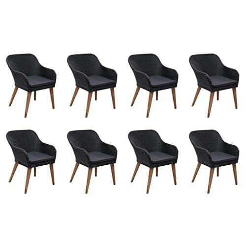 vidaXL Patio Dining Set 9 Pieces with Cushions Garden Furniture Dinner Dinette Chair and Table Lounge Seating Poly Rattan Black Poolside Yard Home