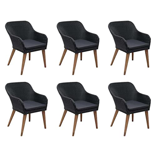 vidaXL Patio Dining Set 9 Pieces with Cushions Garden Furniture Dinner Dinette Chair and Table Lounge Seating Poly Rattan Black Poolside Yard Home