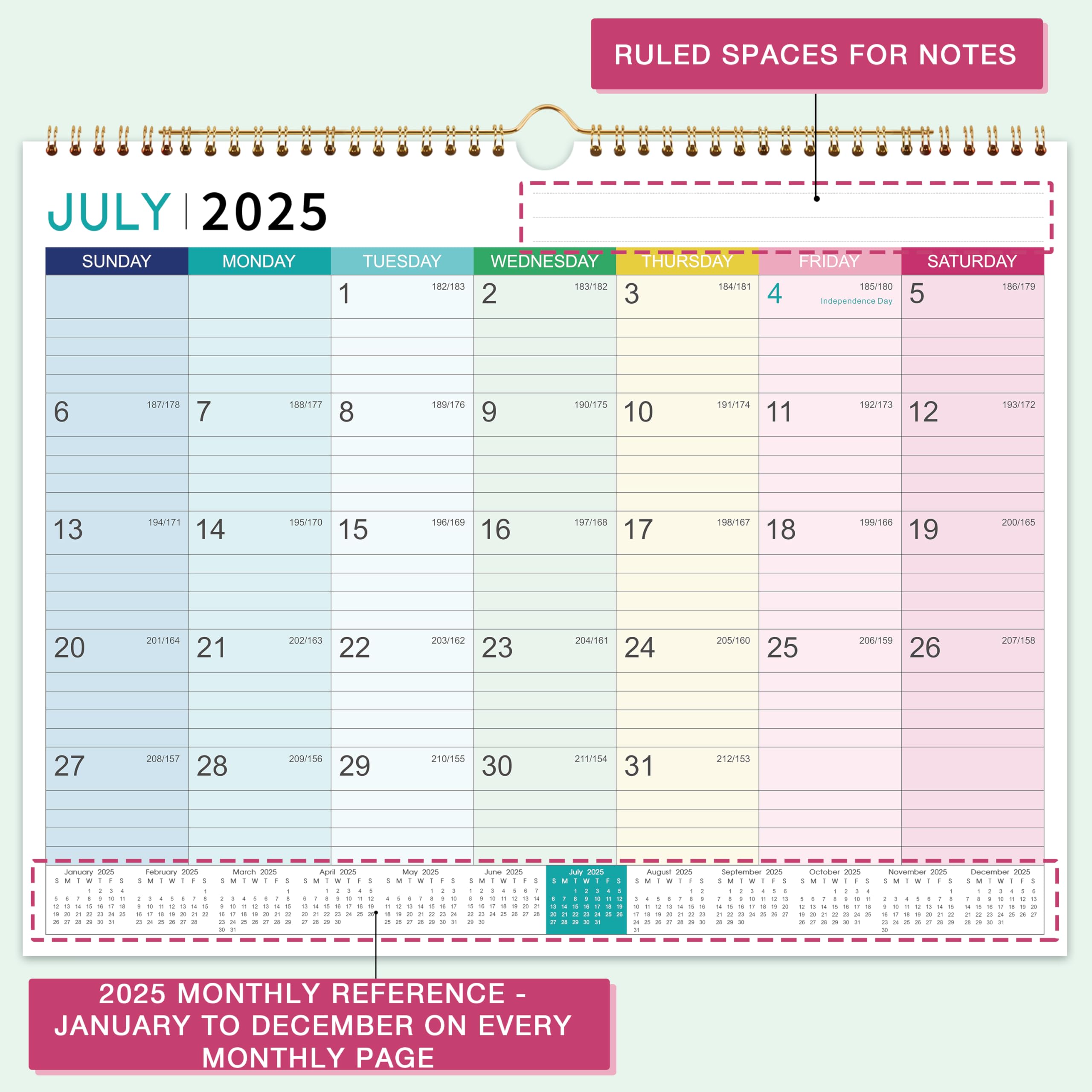 2025-2026 Calendar - Wall Calendar 2025-2026, March 2025 - August 2026, 18 Monthly Calendar with Thick Paper, 15" x 11.5", Hanging Hook - Colorful Lump